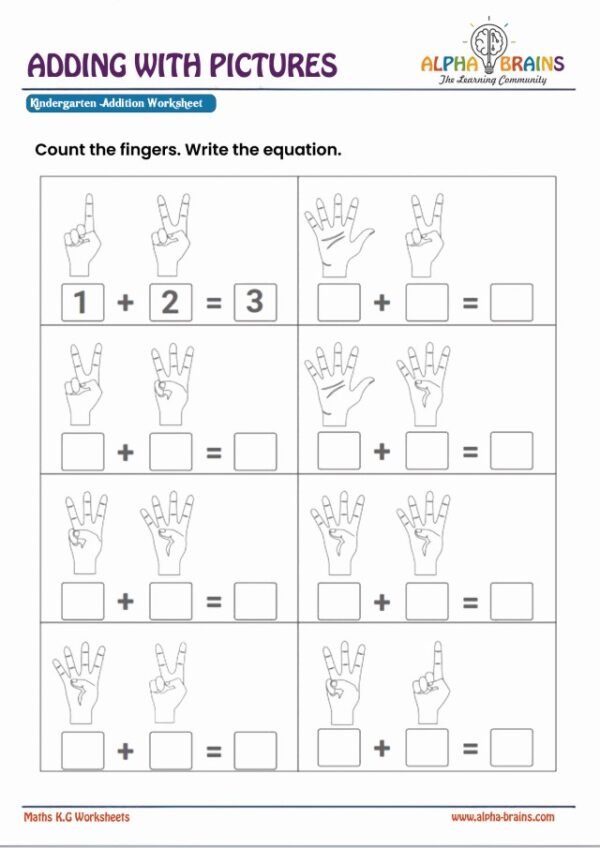 Addition – Count, write, and solve – Alpha Brains