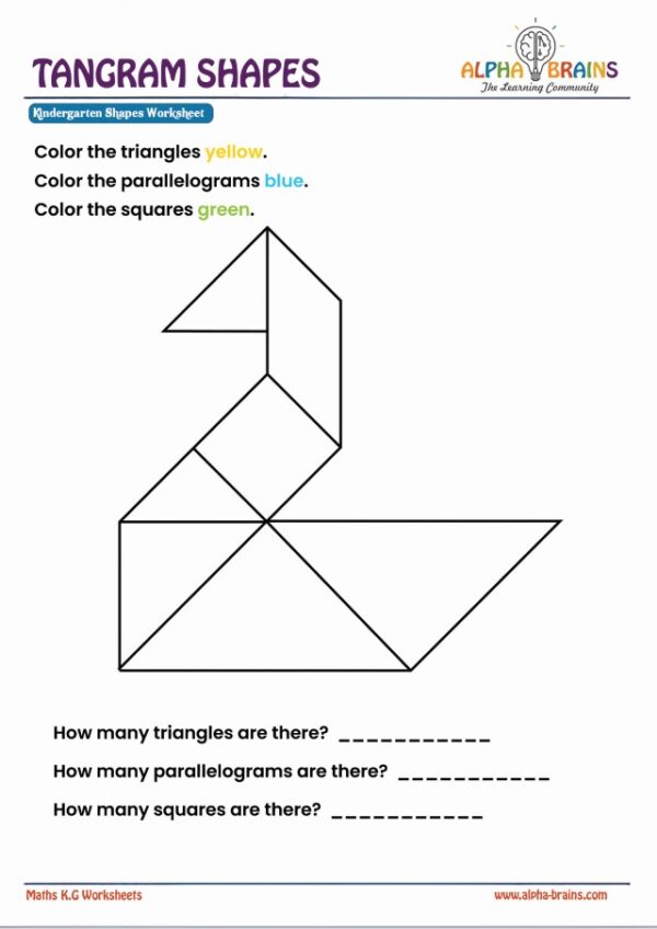 Shapes – Count and color the triangles – Alpha Brains